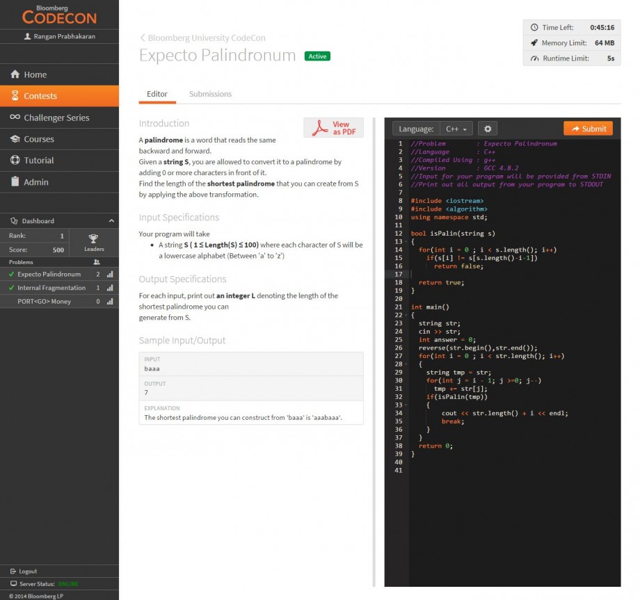Bloomberg Builds New Coding Contest Platform | Press | Bloomberg LP